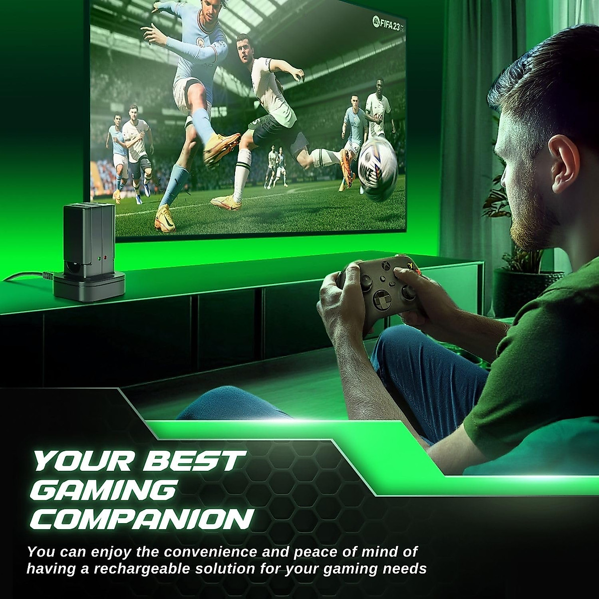 TNP Rechargeable Battery 2-Pack Compatible with Xbox 360 Controller Battery Pack NiMH 500 mAh with Dual Charging Station for Xbox 360 Controller Wireless