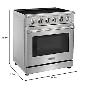 KOSTCH 30 inch Professional Electric Range with 5 Heating Elements Cooktop, 4.55 Cu. Ft. Convection Oven Capacity, Smooth Glass Top, in Stainless Steel, KOS-30RE06H (Stainless Steel)