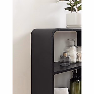 Kate and Laurel Kato Modern Wall Shelf with Drawer, 18 x 24, Black, Decorative Over The Toilet Shelf for Use as Bathroom Storage or Living Room Display Shelf
