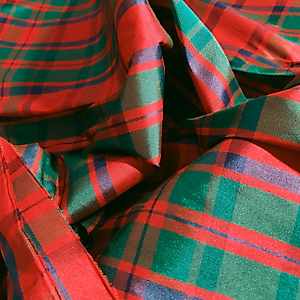 Generic Ribbon Taffeta Holiday Plaid - Hunter Green, Red, Blue - Christmas Tartan Fabric 58"" by The Yard, TAFFHGP01