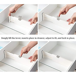 Kingrol 4 Pack 11-17 Inch Expandable Drawer Organizers Dividers with Nonslip Ends, Household Separators for Kitchen Utensils Dressers Clothes Craft Office Supplies