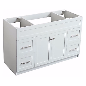 White 54 Inches Shaker Vanity Bathroom 4 Drawers 2 Doors Cabinet Single Sink Base Bath Wall Faucet Vanities Traditional Kitchen Wood Hardwood 54" W x 21-1/2"D x 33-1/2"H of Set