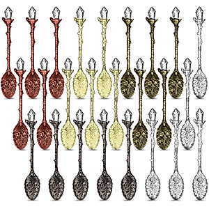 Retro Coffee Spoons Crystal Alloy Spoons Vintage Carved Coffee Spoon Decorative Dessert Ice Cream Spoons Set for Cafe Tableware Home Office Party Supplies (25 Pieces)