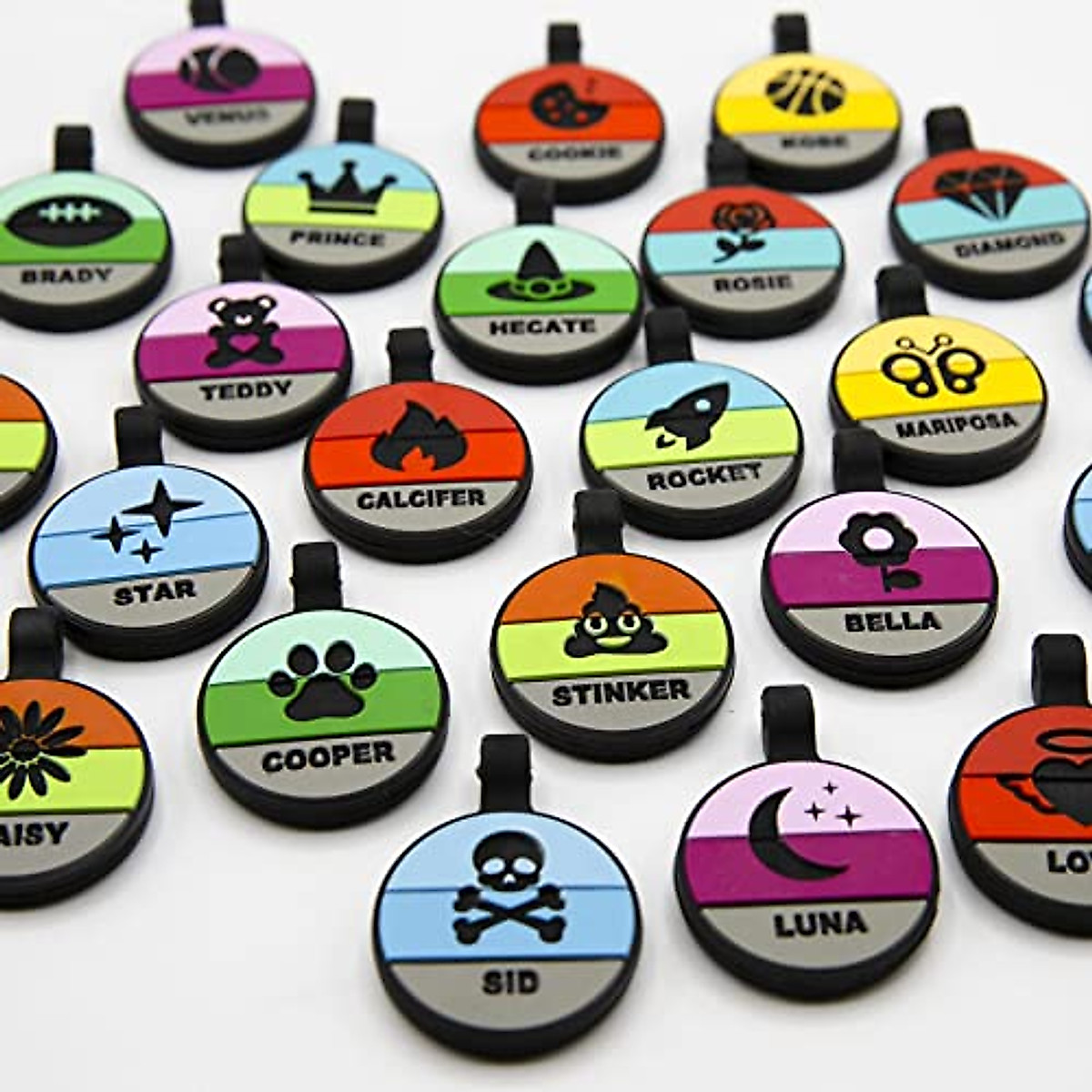 Silent Dog Tag Personalized with 5 Lines of Custom Deep Engraved Durable Soundless Silicone Pet ID Name Tag Round Designer Green