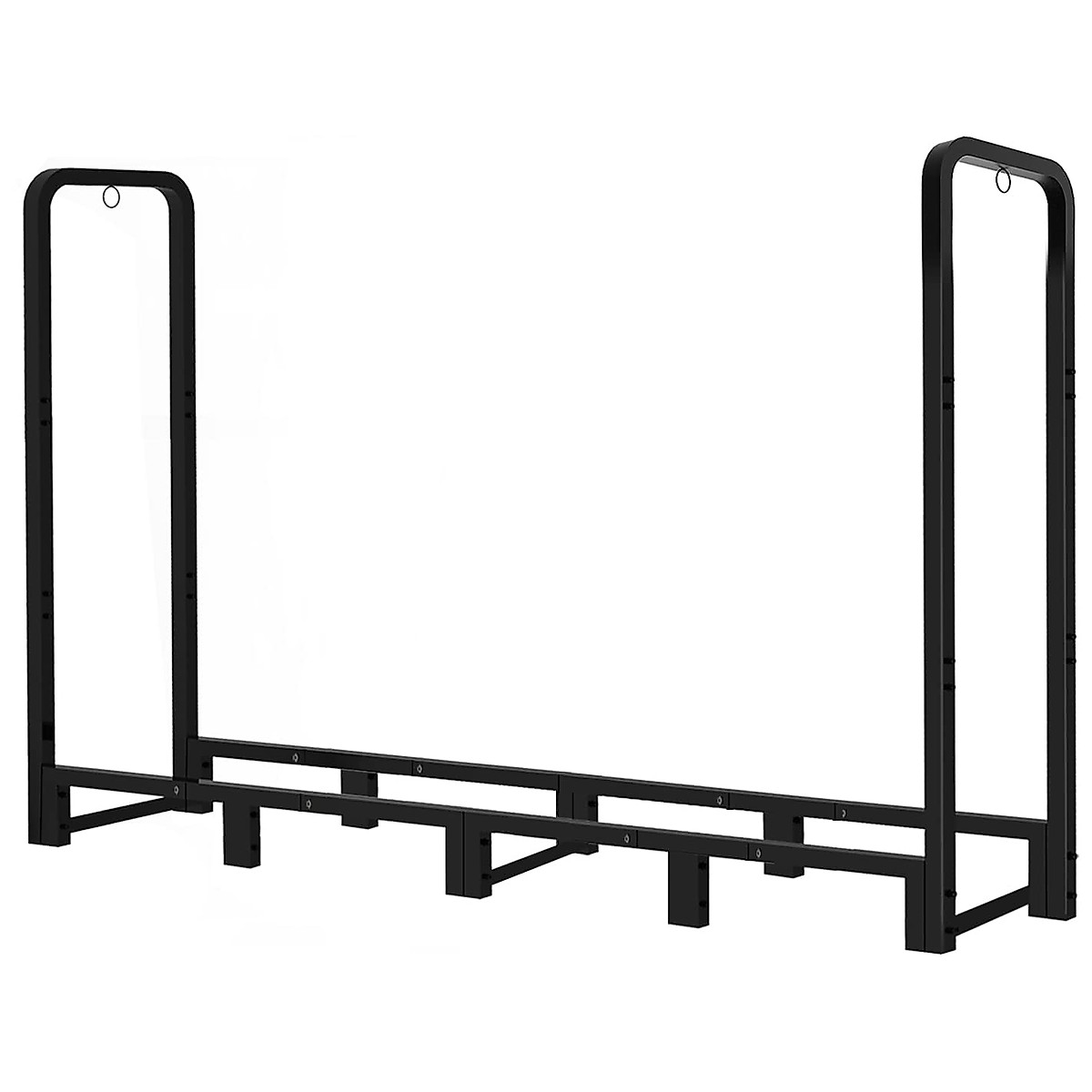 Artibear 8ft Outdoor Firewood Rack, Upgraded Heavy Duty Logs Stand Stacker Holder for Fireplace - Metal Lumber Storage Carrier Organizer, Bright Black