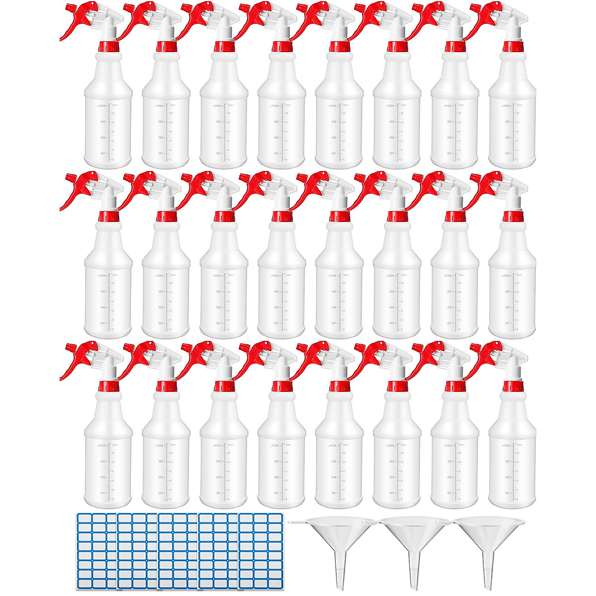 Eccliy 20 Pack 16 Oz Empty Spray Bottles for Cleaning, Leak Proof Spray Bottles with Measurements and Adjustable Nozzle for Cleaning Solutions Commercial Supplies(Red)