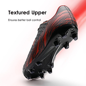 DREAM PAIRS Men's Firm Ground Soccer Cleats Shoes,Size 7,Black/RED,MEGA-1