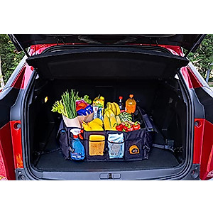 Magnelex Car Trunk Organizer - Large Collapsible Multi Compartment Car Storage Organizer for Sedan, SUV, Truck. 12 Pockets and Heavy Duty Adjustable Straps. Car Accessories for Women and Men