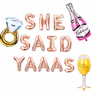 JeVenis She Said Yaaas Banner She Said Yaaas Balloons She Said Yes Balloon for Engagement Party Decor Bridal Shower Balloon Hen Party Balloon Hens Bachelorette Party Decoration