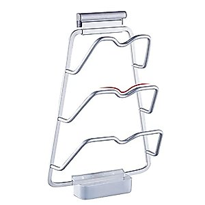 DOUBA Lid Portable Wall Hanging Pot Rack Cover Shelf Storage Space Aluminum Kitchen Organizer Hanger Dish Holder