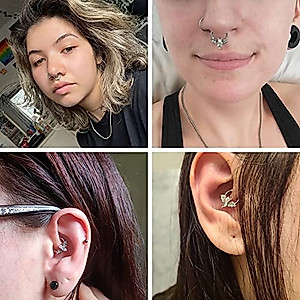 EVISPOL 2Pcs 16G Septum Nose Rings for Women Men, Stainless Steel Halloween Bat Septum Jewelry Dangle Hinged Nose Rings CZ Septum Clicker Cartilage Daith Tragus Helix Ear Piercing Jewelry-Danlge-Silver