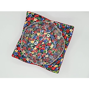 Red White Blue Roses Microwave Cozy Ditzy Floral Reversible Microwaveable Soup Holder Summer Potholder Flower Bowl Buddy Handmade Housewarming Hostess Gifts Under 10