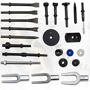 Air Hammer Kit Multi-functional 24 PCS, Pneumatic Hammer 2200 BPM, Air Hammer Piece Chisel Set with Carrying Case & Gloves