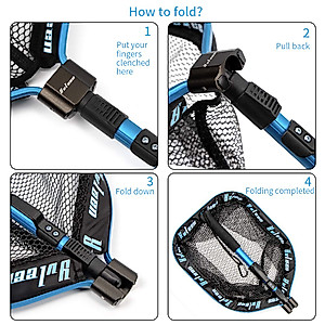 YVLEEN Floating Fishing Net - Folding Fishing Landing Net with Rubber Coating Mesh for Easy Fish Catch and Release, Fishing Net for Freshwater and Saltwater