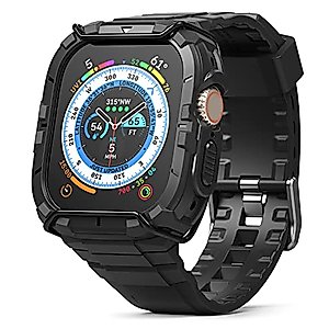 Ringke Fusion-X Guard [Watch Band + Case] Compatible with Apple Watch Ultra 2 Band with Case and Designed for Apple Watch Ultra, Shockproof Rugged Stainless Steel Guard Cover - Black