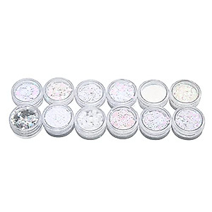 Nail Glitter Sequins, Multiple Shapes High Flash Hand Made DIY Craft Glitter Sequin for Homemade Cards(White)