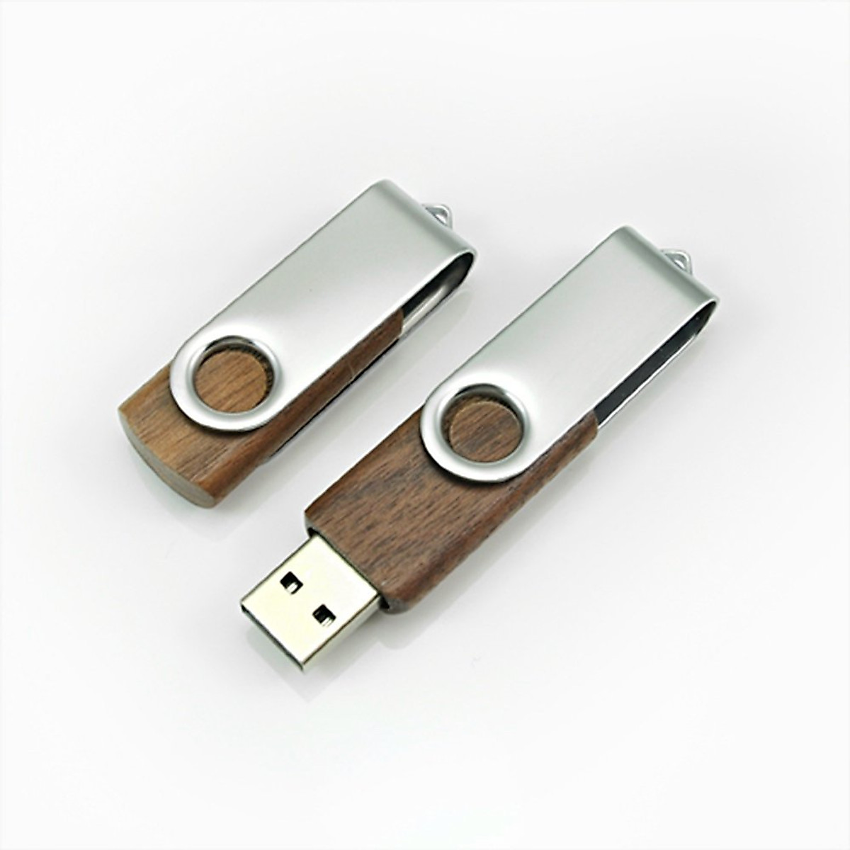 5 Pack Metal Rotation Walnut Wood 2.0/3.0 USB Flash Drive USB Disk Memory Stick with Wooden (3.0/16GB)