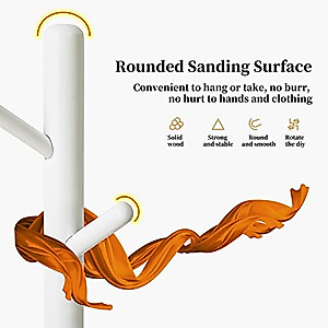 Aibiju Coat Rack Stand, Standing White Coat Rack with 8 Hooks and 3 Height Options, Small Hall Tree Coat Rack, Coat Tree Freestanding Suitable for Kids, Easy to Assemble White YD-1005