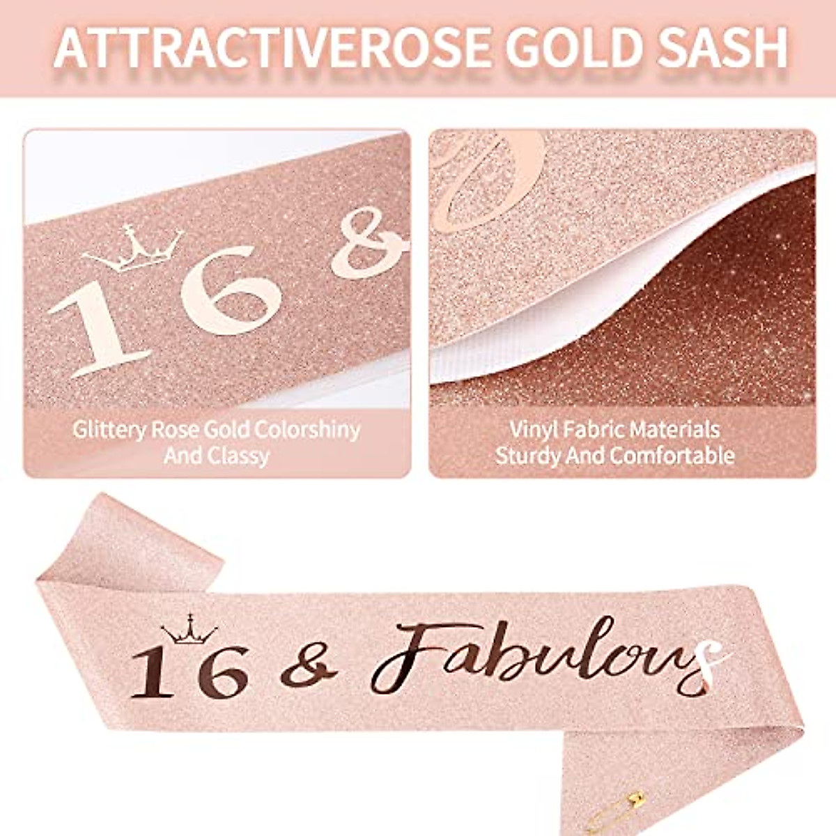 10th Birthday Decorations Gifts for Girls, 10th Birthday Crown/Tiara and 10 Birthday Sash, Cake Toppers Birthday Candle, Rose Gold 10 Birthday Decorations Party Accessories for Her