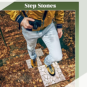 Sasylvia 6 Pcs 12 Inch Stepping Stones Outdoor Square Marble Riverstone Decorative Pathway Stepping Stones for Garden Walkway Pathway Outdoor Lawn Yard Decorations