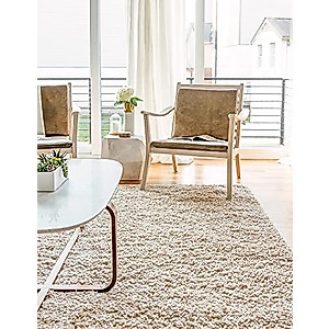 Unique Loom Solid Shag Collection Area Rug (4' 1" x 6' 1" Rectangle, Taupe)