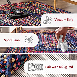 nuLOOM Tammara Bohemian Hand Braided Area Rug, Oval 4x6, Blue