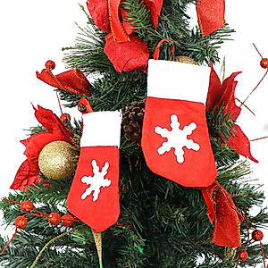 12 Packs Mini Christmas Stockings Bulk Small Christmas Dinner Table Decorations Snowflake Tableware Silverware Holders Christmas Tree Socks Knife Spoon Fork Bag for Xmas Party Dinner Table Supplies