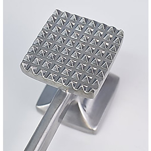 Jim Beam Stainless Steel Heavy Duty Construction Meat Tenderizer with Soft Grip Handle, Medium, Silver