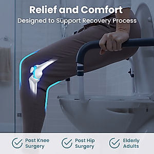 PELEGON Toilet Safety Rails (250lb) - Adjustable Toilet Safety Rails, Toilet Bar for Elderly Adults, Toilets Rails for Seniors, Toilet Seat with Handles for Elderly & Disabled Toilet Grab Bar - 1 Pack