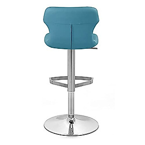 Zuri Furniture Modern Adjustable Leatherette Ellery Bar Stool with Chrome Base- Teal