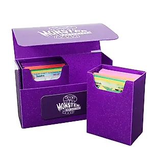 Monster Protectors Magnetic Double Deck Box - Purple Glitter, Holds 150 Gaming TCGs, Self-locking Closure, Compatible w Standard & Smaller Size Gaming Trading Cards, Removable Construction, Gift