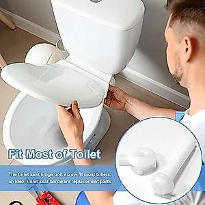 2PCS Universal Toilet Seat Screws, White Plastic Toilet Seat Hinge Bolt Screws with Nuts Replacement, Diameter 3/8 Inch Toilet Seat Bolt Hardware Kit for Top Mount Toilet Seat Hinges