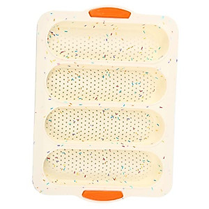 KICHOUSE Silicone Mold Toast Oven Ice Cube Candy Stainless Steel Roasting Pan Sourdough Silicone French Bread Pan Perforated Baking Form French Bread Baking Pan Kitchen Utensil