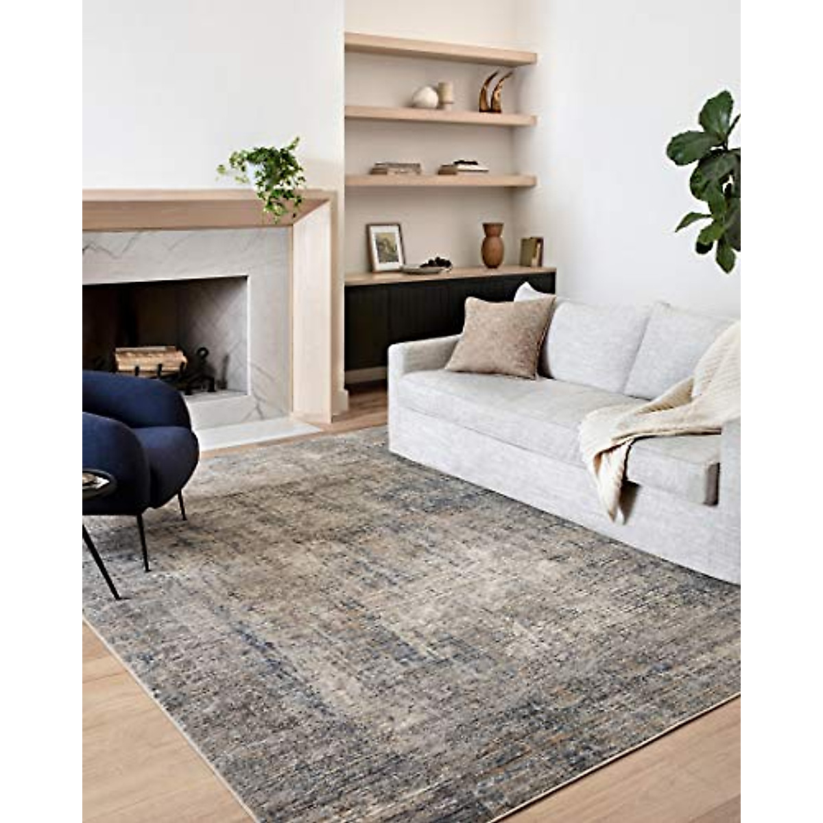 Loloi II Teagan Collection TEA-05 Denim/Slate, Contemporary 5'-3" x 7'-6" Area Rug