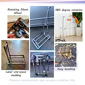 NGB Folding Hand Truck,Foldable Dolly Cart Made of 100% Heavy Duty Stainless Steel, 660 Lbs Capacity,Transport and Moving in Luggage, Travel, Automobiles, Mobility, Office Us,Warehouse,Dolly Cart.