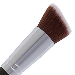 Flat Angled Kabuki Bronzer Brush - Beauty Junkees Contour Brush with Soft Dense Synthetic Bristles for Contouring, Blending, Buffing with Powder Cream Liquid Cosmetics, Vegan Makeup Brushes
