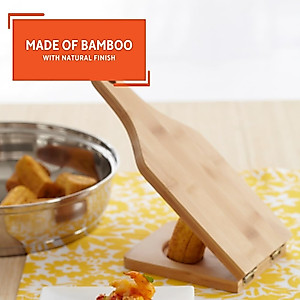 IMUSA USA Traditional Small Bamboo Tostonera/Plantain Masher