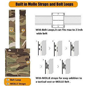 KRYDEX Double Pistol Mag Pouch, Nylon Magazine Pouch 9mm with Quick Release Kydex Magazine Pouch Insert (MC)