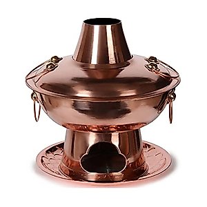 Chafing Dishes Chinese Traditional Old Beijing Charcoal Copper Hot Pot, Pot Shabu, Camping Home Use，Cook Cooking for Unusual Gift (Color : Brass, Size : 30cm)