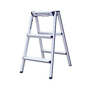 PENGJIE Folding Ladder Step Stool Ladder 3 Step Folding Aluminum Stool Heavy Duty Steel Portable Anti Slip Mat Tread Compact 120 Kg Capacity