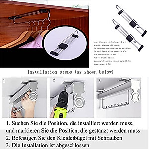 Pull-Out Heavy Duty Retractable Closet Storage Rack Extender Valet Rod Rail Towel Hanger,Hanging Adjustable Wardrobe elescopic Rail Closet Hangers (13.8 inch Hanger Movable Pants Rack) 2 Pieces