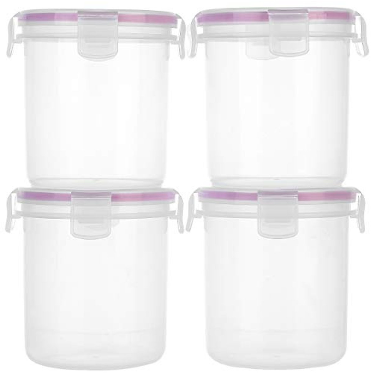 Komax Biokips Overnight Oats Containers with Lids Set of 4 – Round Airtight Food Storage Containers for Oatmeal, Cereal, Milk & More – BPA-Free Meal Prep Container Set w/Locking Lids (18.6 oz)