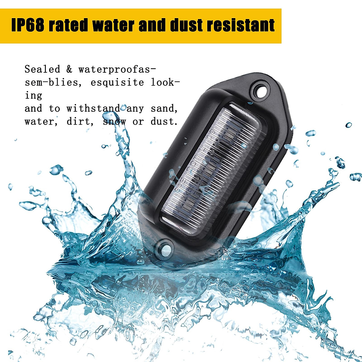 QODOLSI Pack-2 Car Tail Lights, Led License Plate Lights, Waterproof Trunk Light Bulbs, ABS Side Marker Lights, Auto Bulb Replacements, Universal for Most Cars, Trucks, Vans (Black)