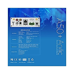 Arylic A50+ WiFi & Bluetooth Home Amplifier,TPA3116 with 50+50W 24V DC/2.0 Stereo Channel,Airplay 1 DLNA,Multiroom/multizone Sync, HiFi Audio Streaming Integrated for Speakers