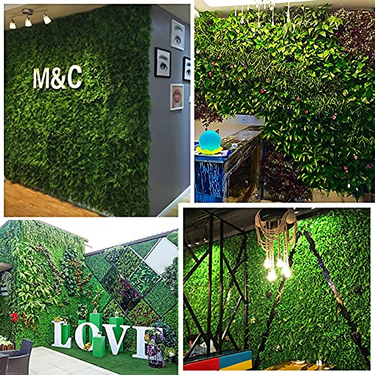 AI HUI Artificial Ivy Privacy Fence Screen 2PCS Square Greenery Walls Outdoor Privacy Screen Halloween Decorations Grass Backdrop Wall Panels for Indoor Garden Fence Greenery Walls