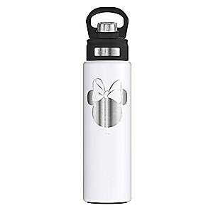 Tervis Disney-Minnie Mouse Silhouette Engraved on White Triple Walled Insulated Tumbler, 24 oz Wide Mouth Bottle-Stainless Steel