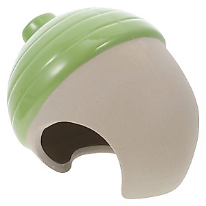 balacoo Toy Hamster Pets Ceramic Hamster Hideout Acorn Shape Small Animal House Guinea Pig Pet Cage Supplies for Gerbil Hamster Squirrel (Green Hamster Hamster Toy