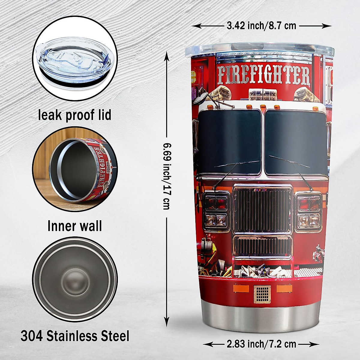 Qatdey Firefighter Gifts Tumbler 20oz, Firefighter Fireman Gifts for Men/Women, EMS Week/EMT Present for Fire Department/First Responder