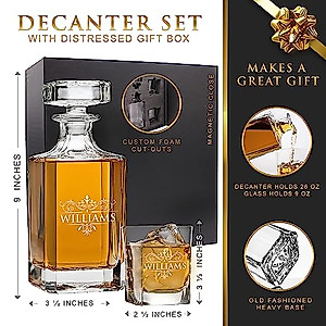 Custom Engraved Groomsmen - Whiskey Decanter Set and 4 Glasses Set - Personalized and Monogrammed with WPS Styles