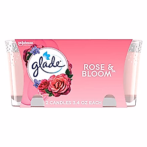 Glade Candle Jar, Air Freshener, Rose & Bloom, 3.4 Oz, 2 Count